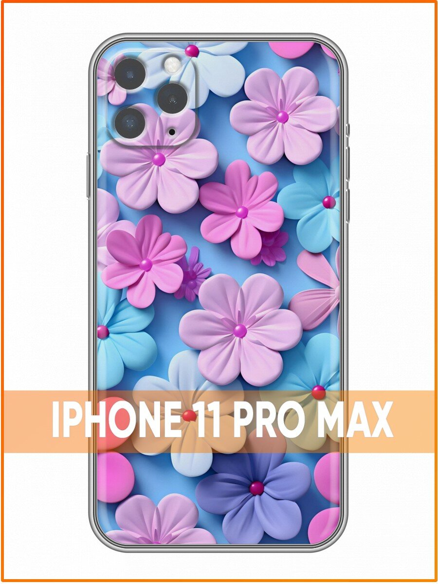 Чехол для Iphone 11 Pro Max с принтом для женщин с цветочками (Айфон 11 Про Макс)