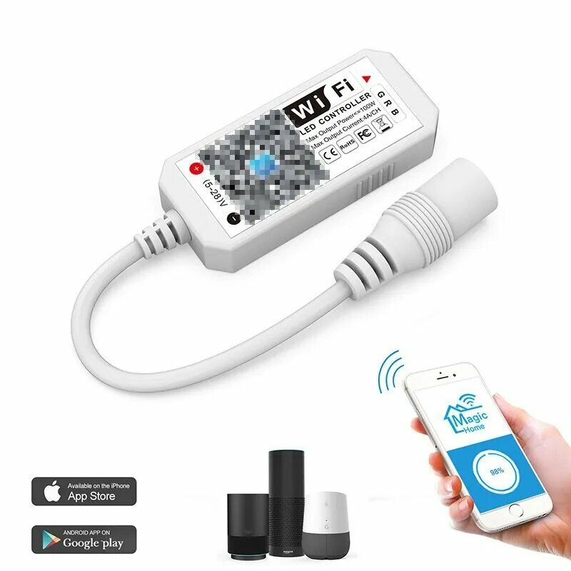 Wifi RGB контроллер Magic Home APP Работает с Amazon Alexa Google Home для DC12_24V RGB LED Strip Light с голосовым управлением диммером