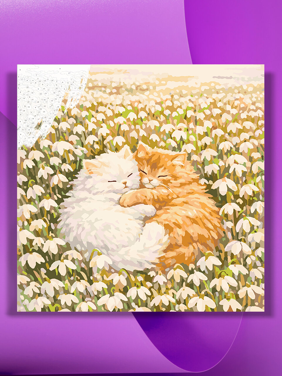 Картина по номерам на холсте Коты в подснежниках, 40 х 40 см