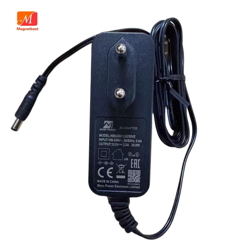 Адаптер питания MASS 12В 2.5А 30Вт NBS30D120250VE 5.5*2.1мм EU plug