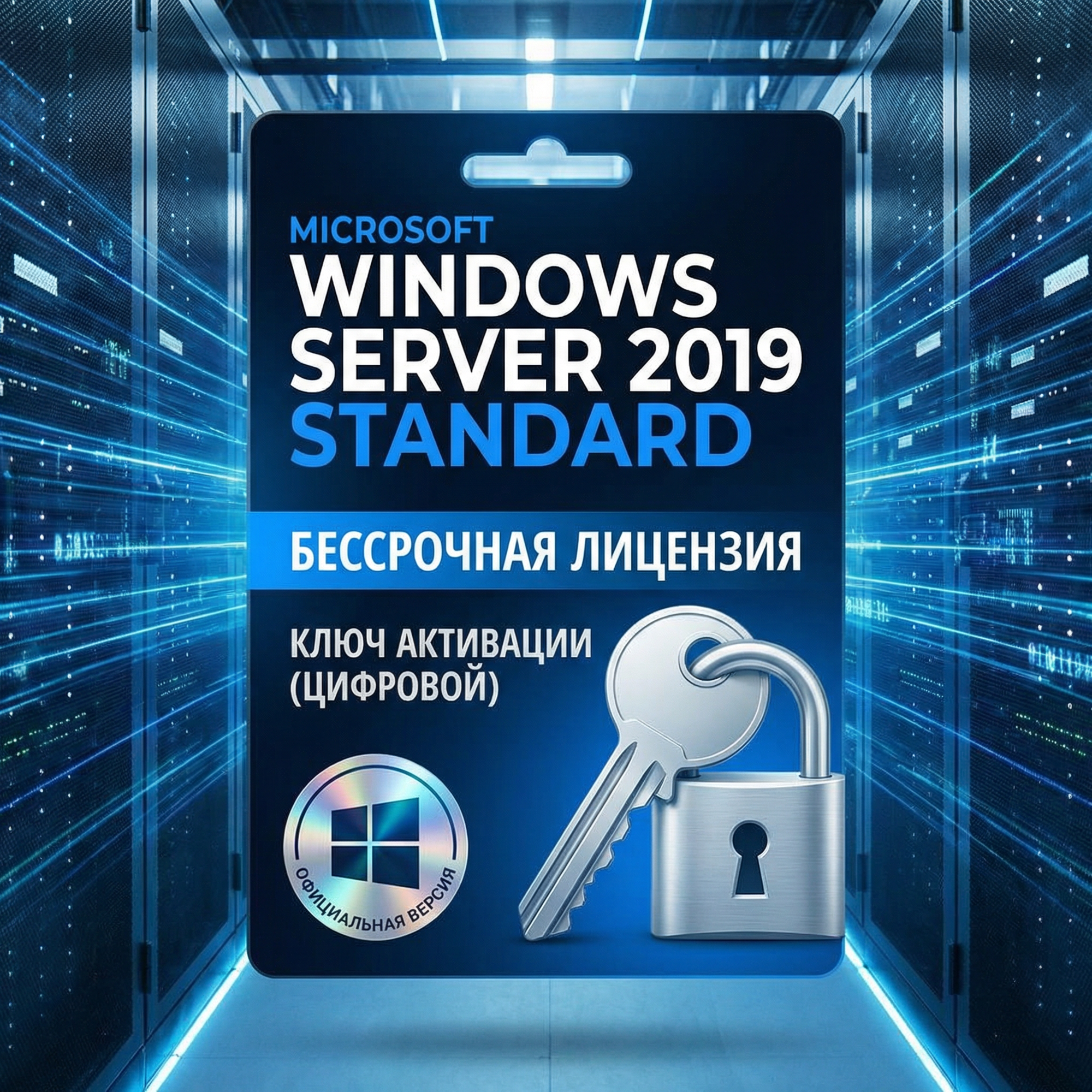 Ключ активации Microsoft Windows Server 2019 Standard бессрочная лицензия