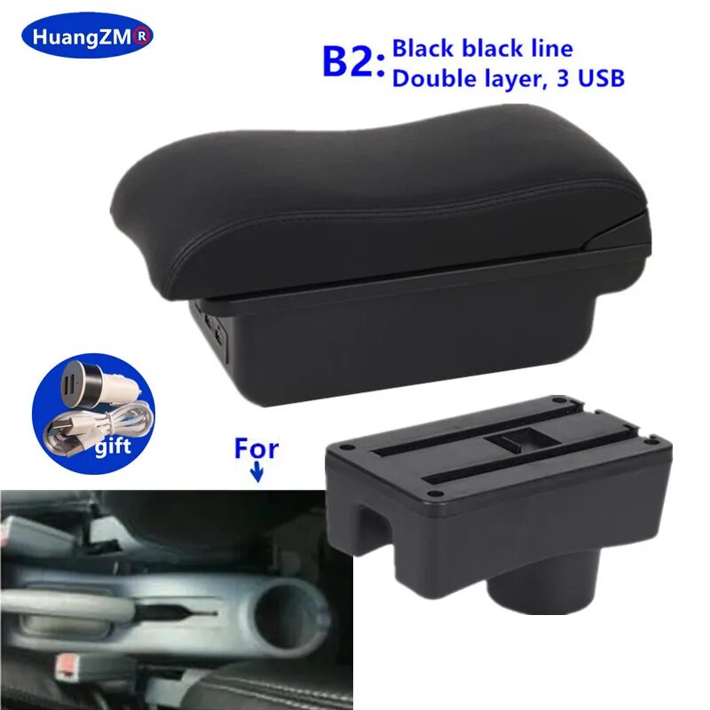 Подлокотник в авто Hyundai Accent Tagaz, B2 black line 3USB