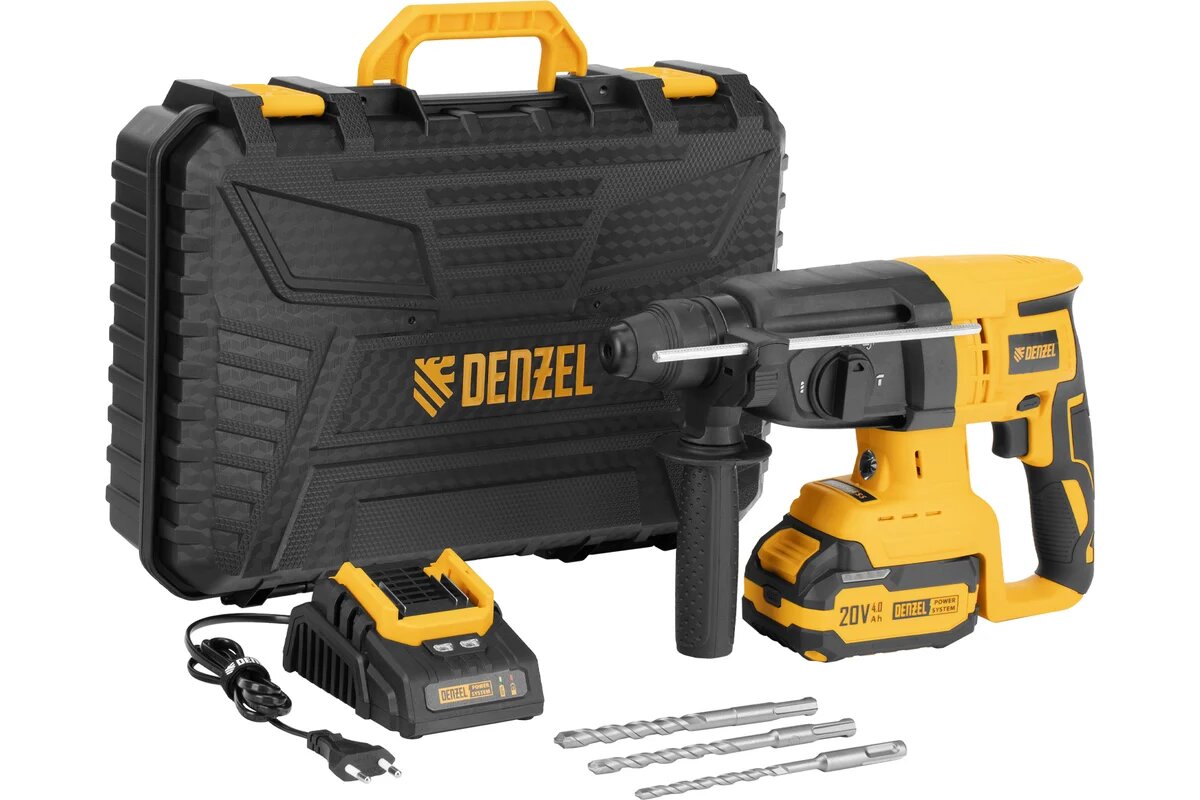 Перфоратор аккумуляторный бесщеточный Denzel RHH-BL-20-28, 3 Дж, Li-Ion, 20 В, 26707