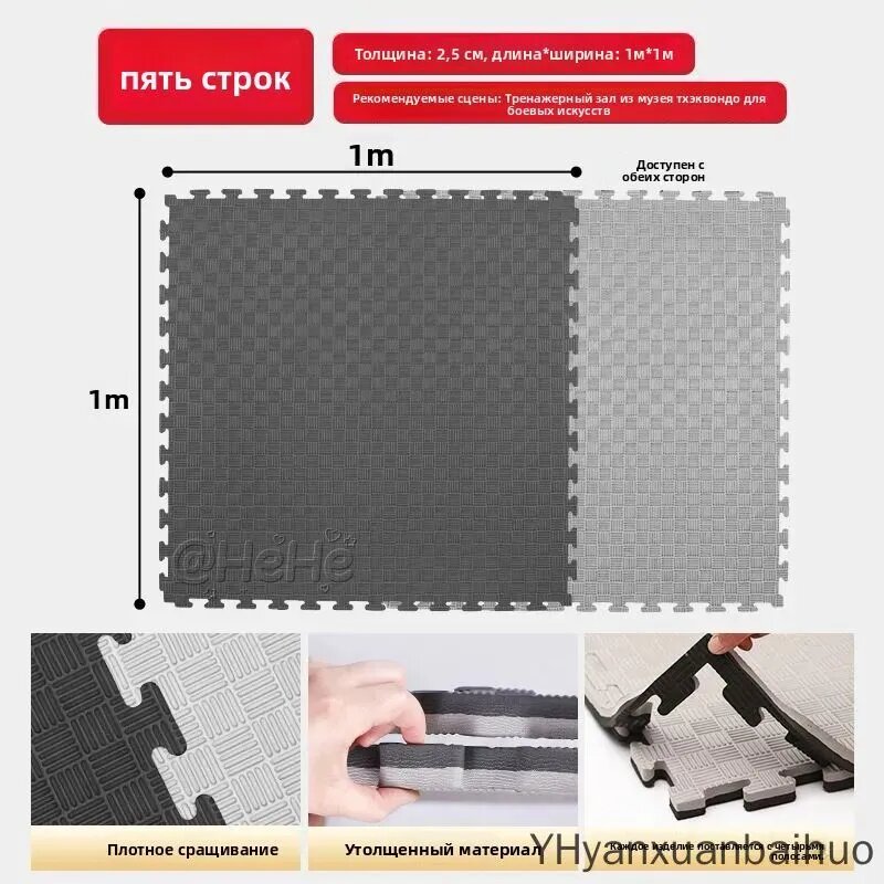 Будо мат татами 100 x 100 см, толщина 2.5 см, красно-синий, Премиум качество