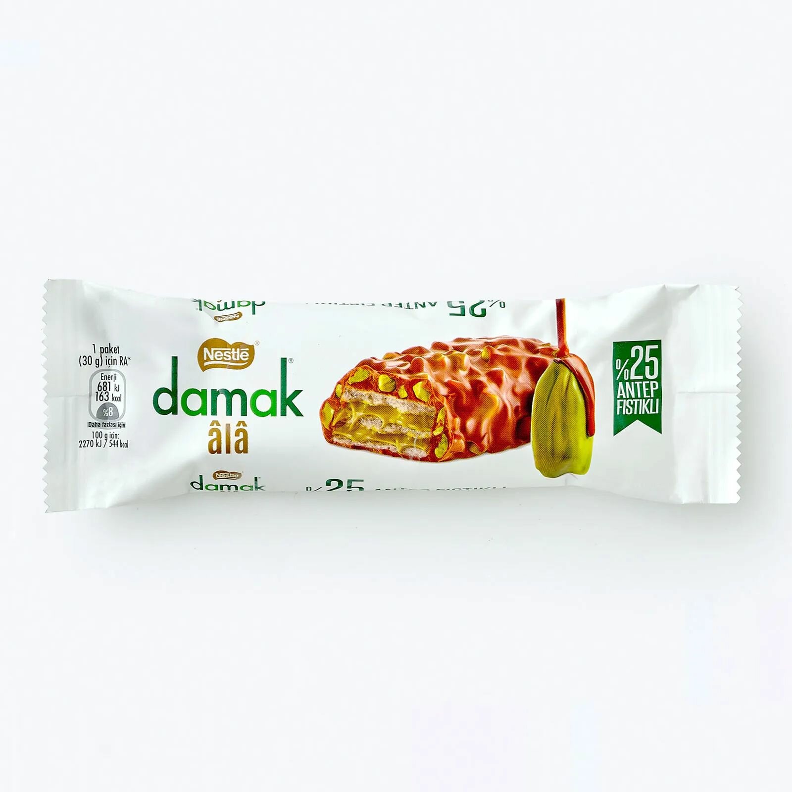 Батончик DAMAK Nestle ALA хрустящая вафля с фисташковым кремом и кусочками фисташек 30г