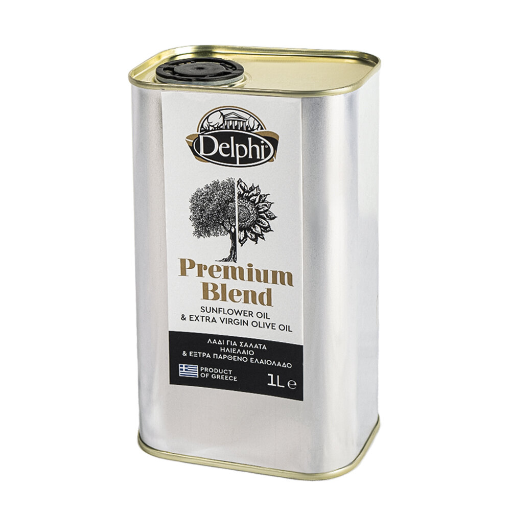 Масло DELPHI салатное (подсолнечное рафинированное 80% / оливковое E.V. 20%) /жесть/ 1л