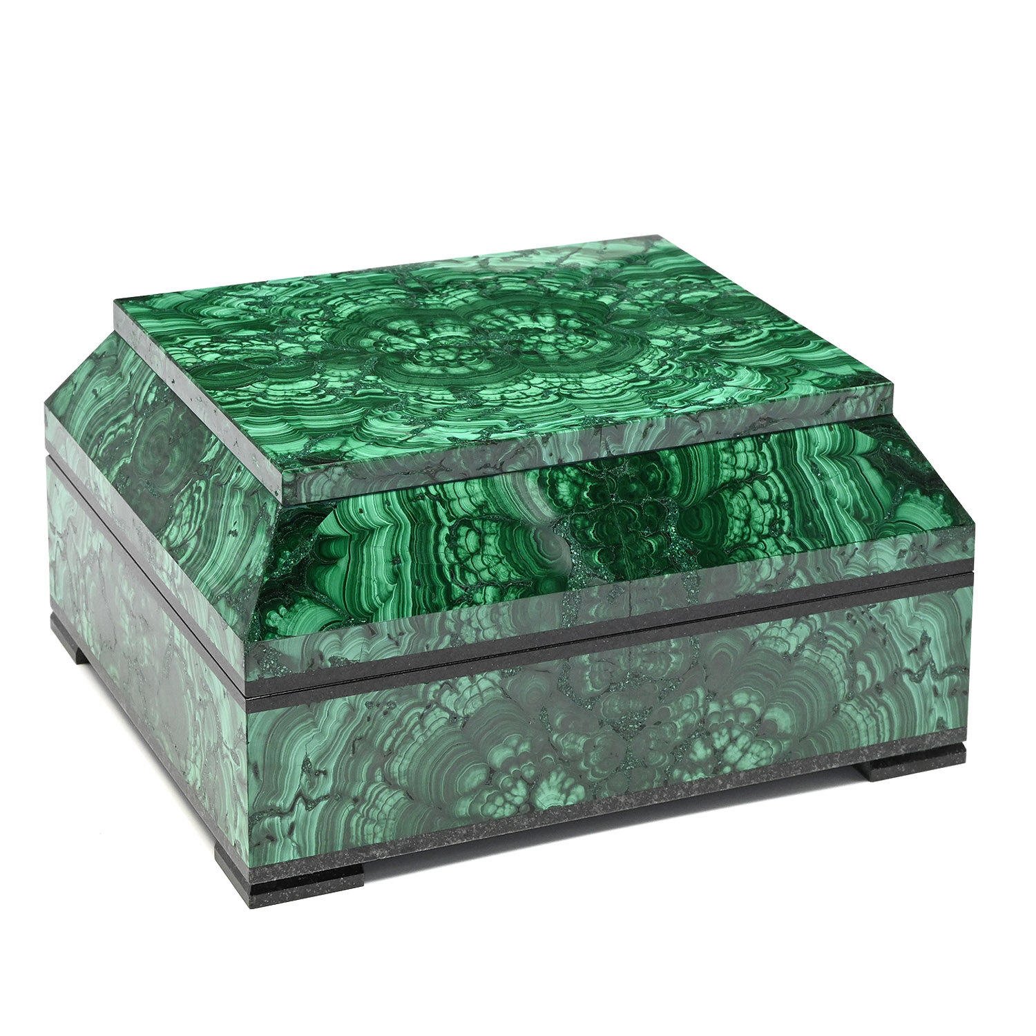 Ларец из камня малахит "Экстра" 173*130*90мм. .