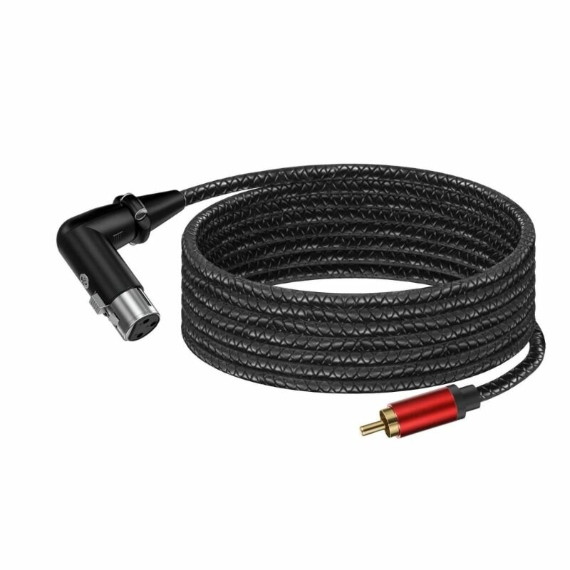 (1 шт.) Гибкий аудиокабель XLR (мама) на RCA (папа), позолоченный, 2 м, угловой разъем