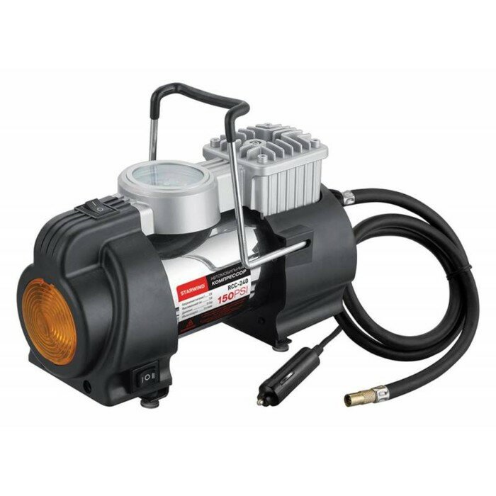 Автомобильный компрессор Starwind CC-240, 35 л/мин, шланг 0,75 м, провод 3 м, DС 12В