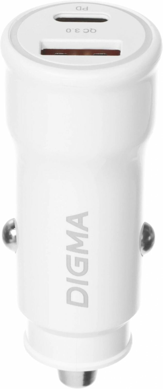 Автомобильное зарядное устройство DIGMA DGC2С 20W 3A, PD+QC, USB-C-USB-A, белое (DGC2C0Hх12WH)