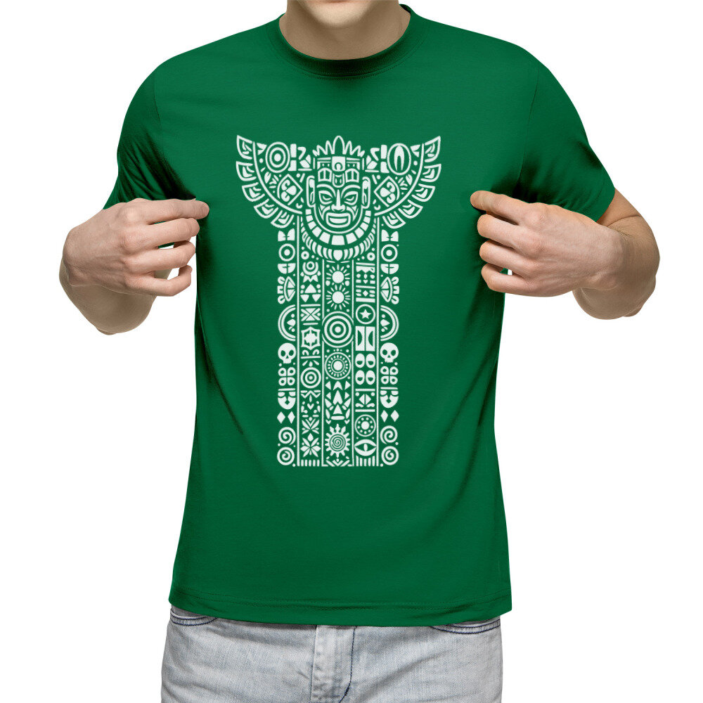 Мужская футболка «Африканский этнический принт. Абстракция» (зеленый, XL)