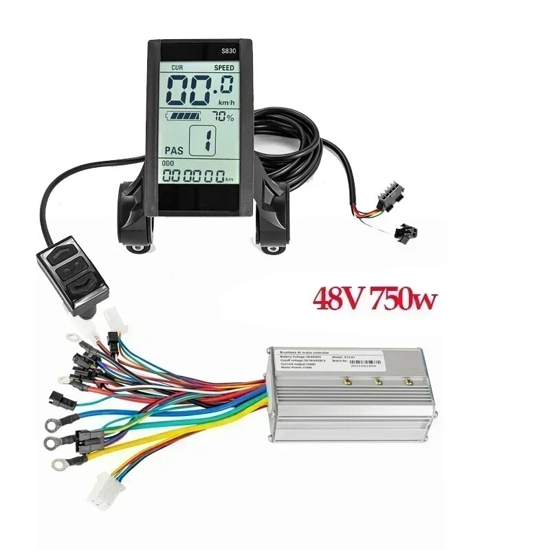Kun Ray Бесщеточный контроллер для электровелосипеда 36В/48В 750Вт/500Вт с Черный, S830 36-60V 750W