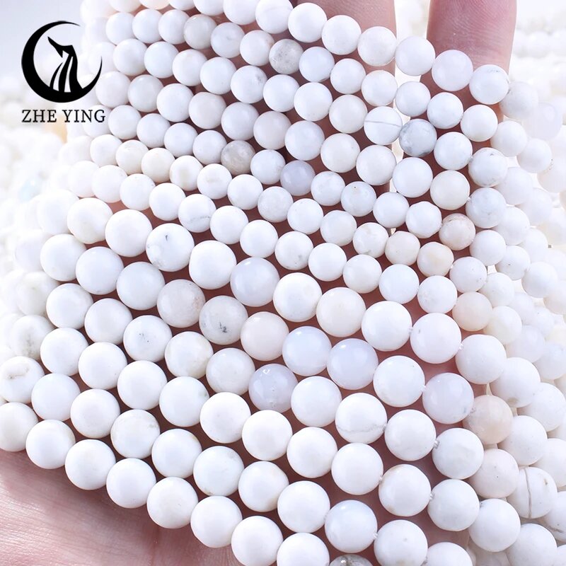 Zhe Ying Черный Турмалин Бусины Круглые 6-10 мм Белый, 8-8.5mm(43-45pcs), 184. White opal