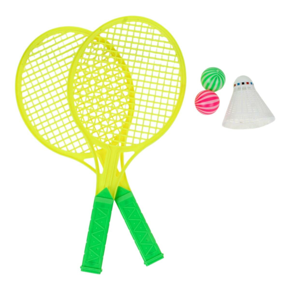 Набор для бадминтона детский "Racket Set" 38см, 2 ракетки, 2 мяча и волан, легкий пластик, салатовый