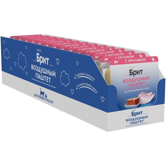 Корм влажный Brit Брит Воздушный паштет для стерилизованных кошек Кролик 14шт x 100г