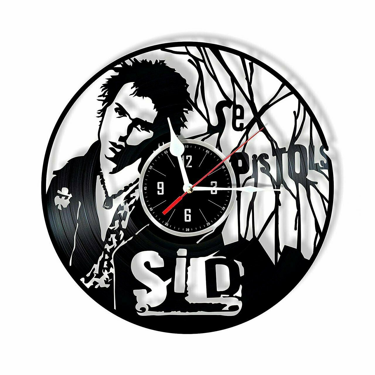 Часы из виниловой пластинки (c) VinylLab Сид Вишес, диаметр 30 см
