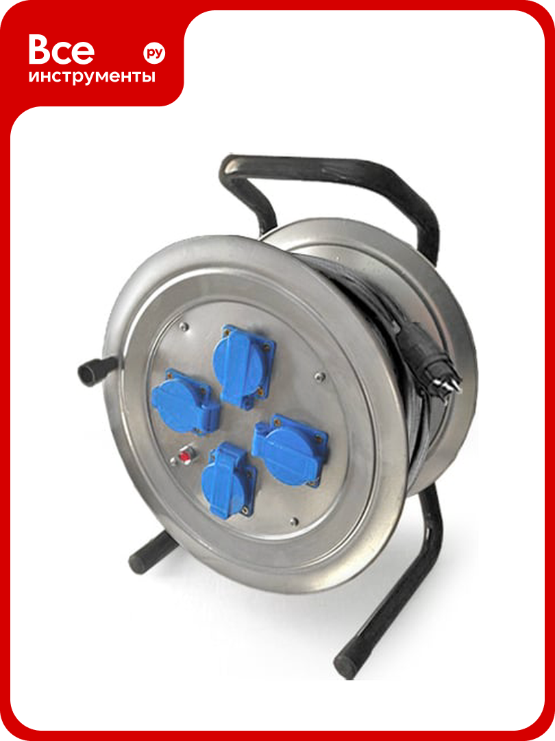 Силовой удлинитель на металлической катушке 4 гн. 50м Союз 481S-3905