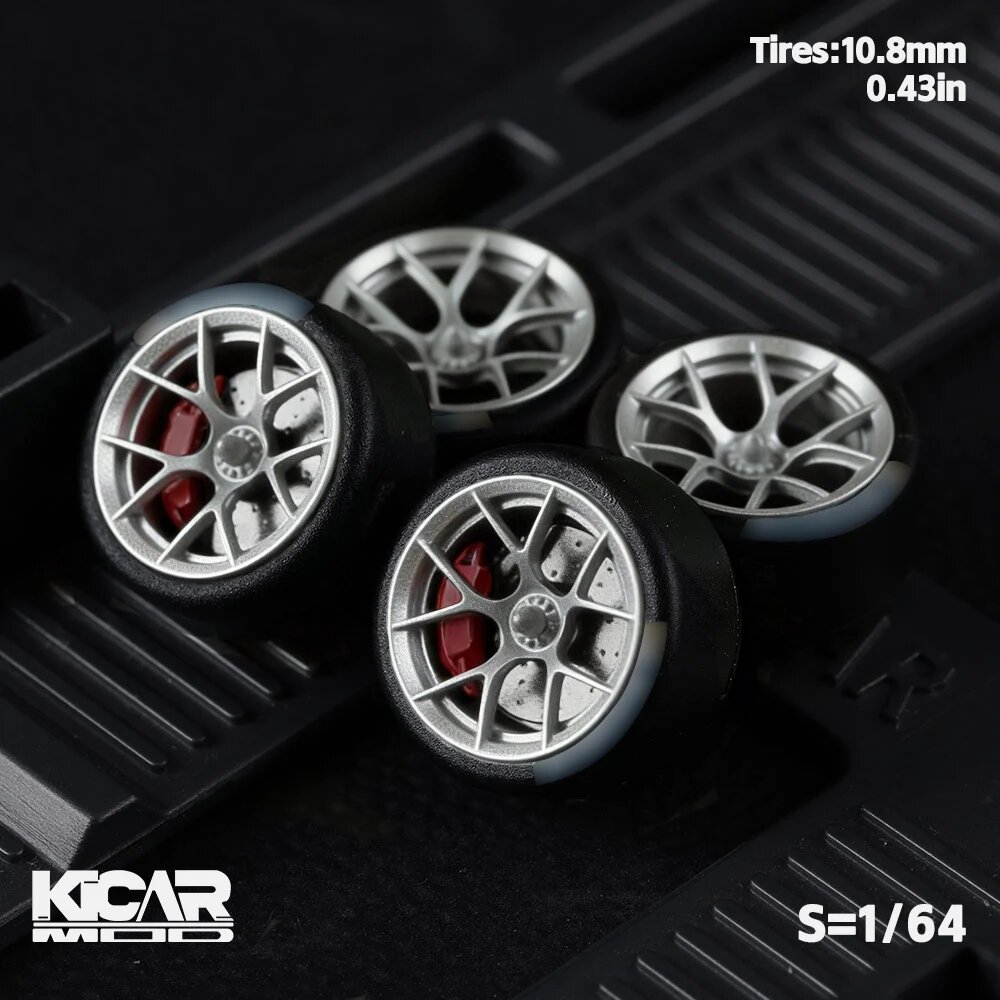 Kicarmod 1/64 колеса Silver для MINI GT