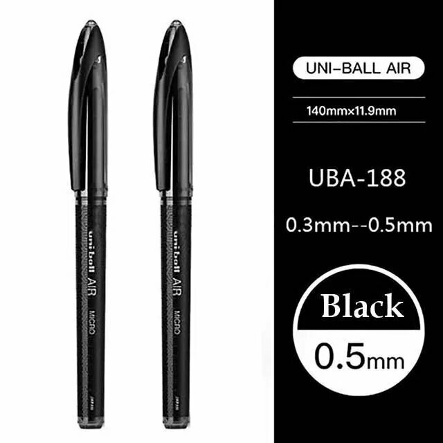 Ручки гелевые Uni Ball Air UBA-188, черный, 0.5 мм, 2 шт