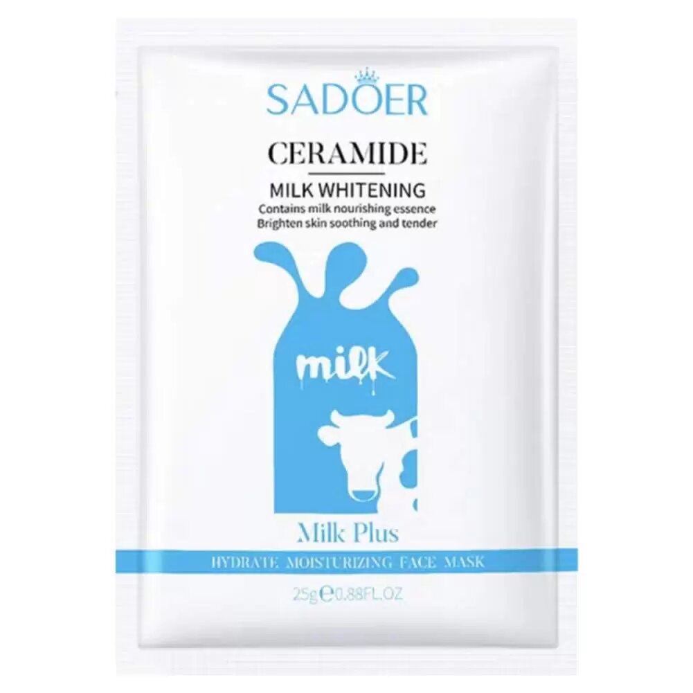 CERAMIDE Milk Whitening Facial Mask, Sadoer (молочная увлажняющая тканевая маска для лица), 25 мл.