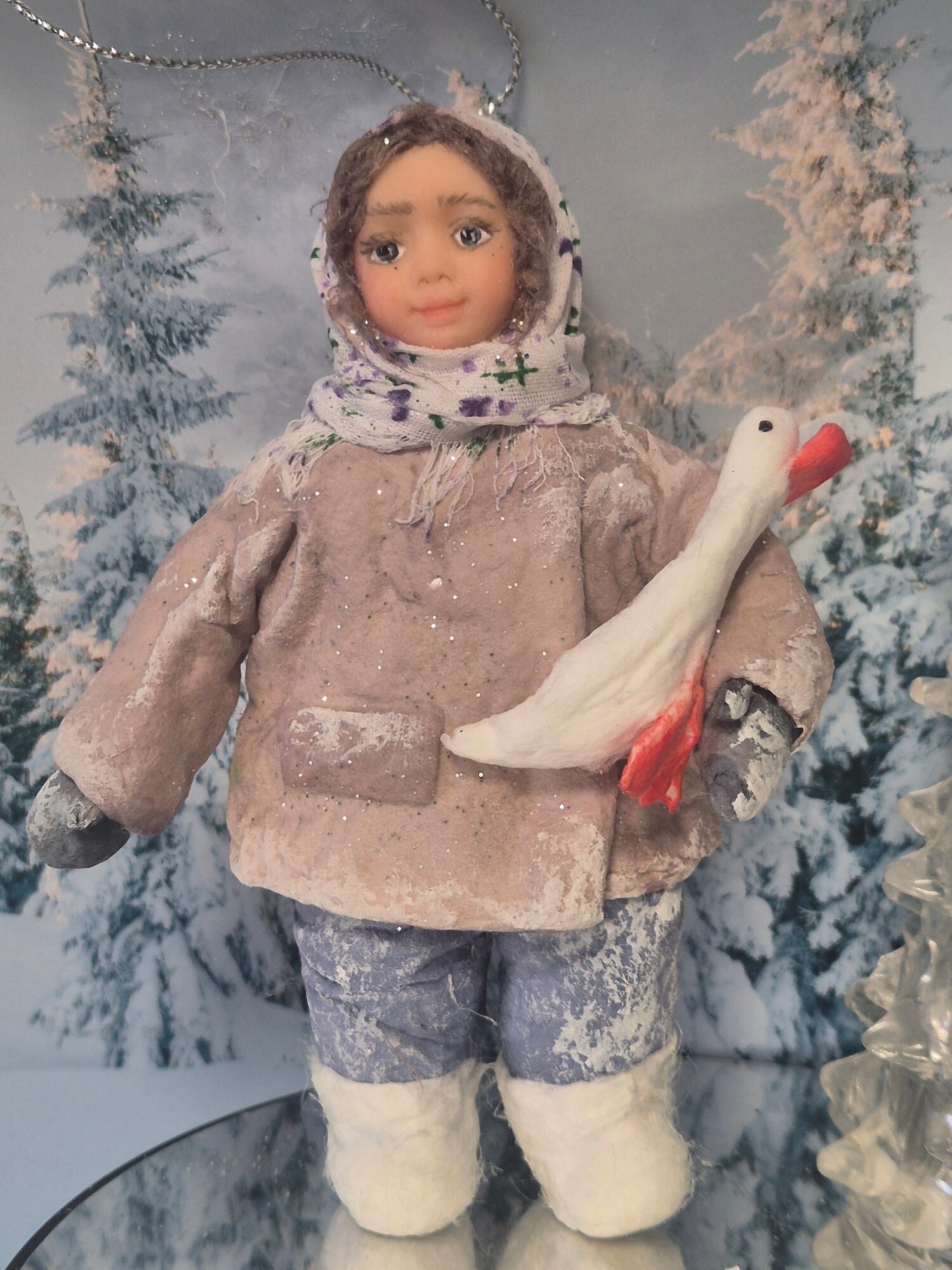 Ёлочная игрушка Affavatta, "Девочка ", 12см, ручная роспись