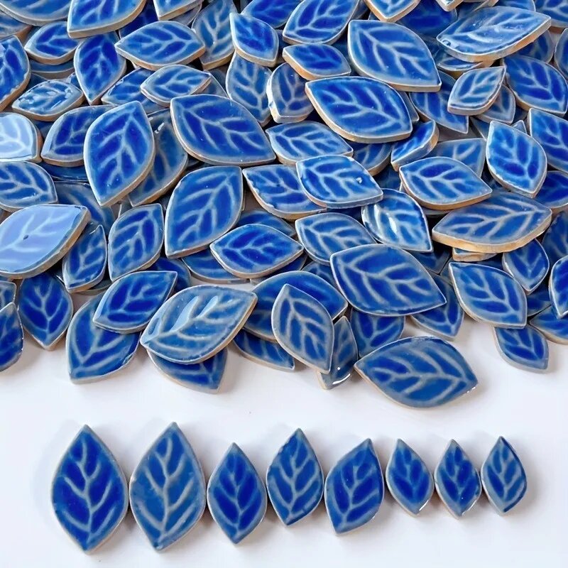 Керамическая мозаичная плитка в форме листьев для рукоделия blue