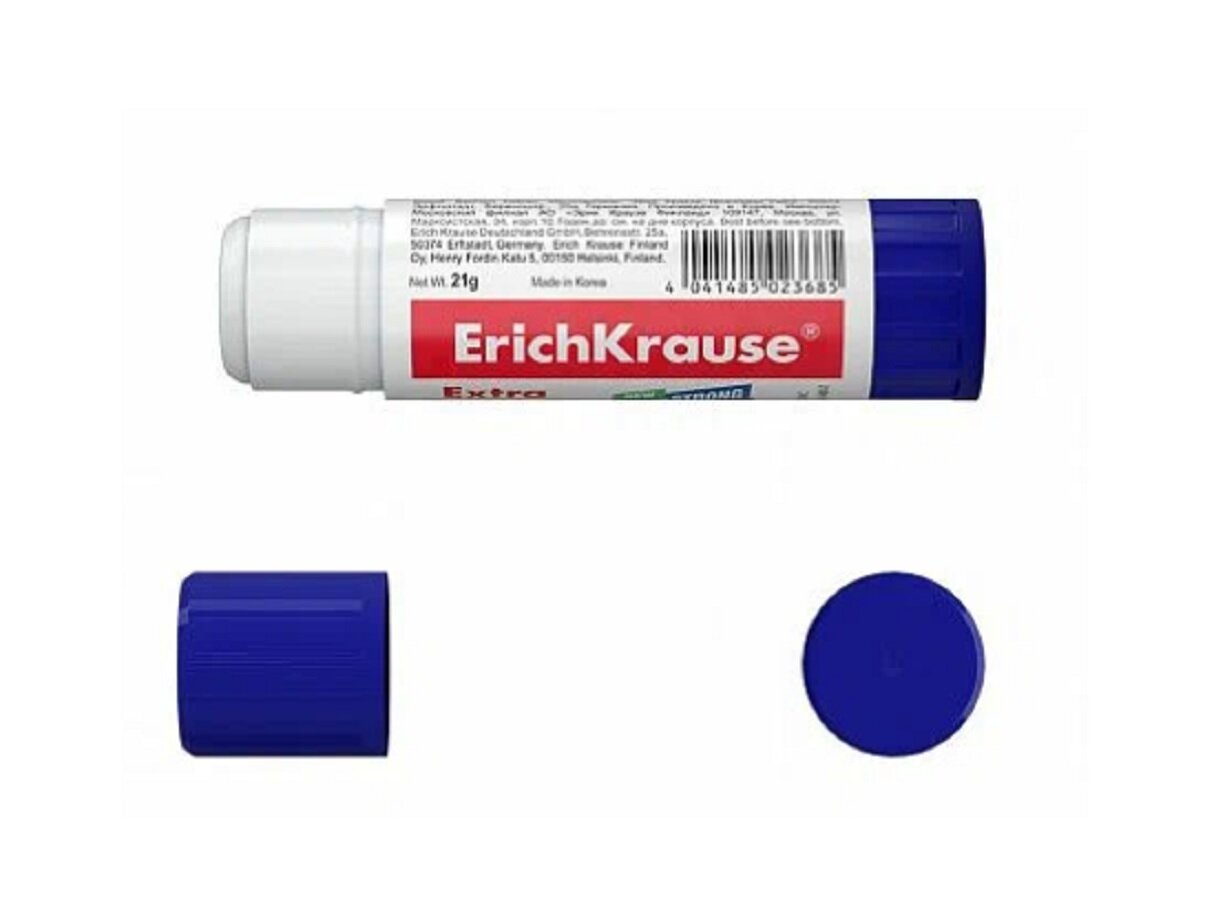 Клей-карандаш ErichKrause EXTRA, на PVP-основе, для бумаги и текстиля, 21г 1 шт