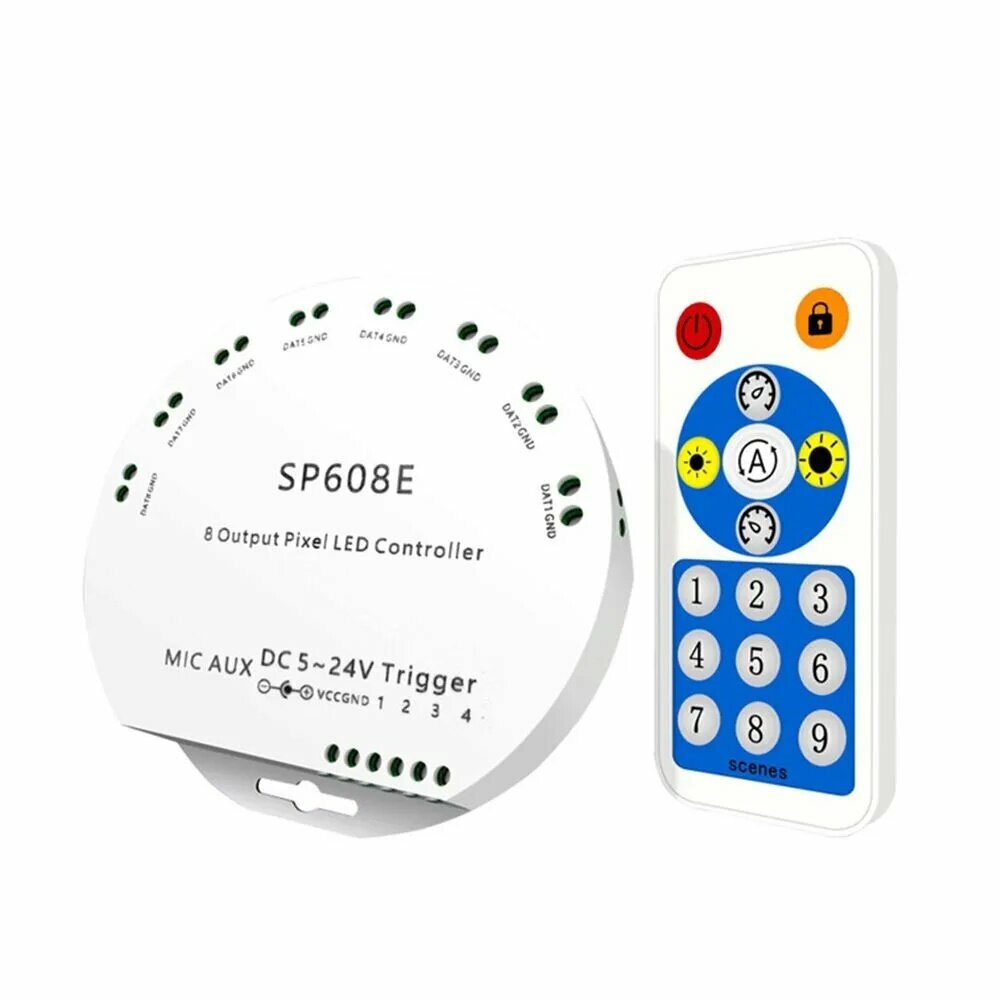 SP608E DC5V-24V WS2812B Bluetooth APP музыкальный контроллер с пультом дистанционного управления 8 каналов SP602E 4 WS2811 WS2815 светодиодная лента