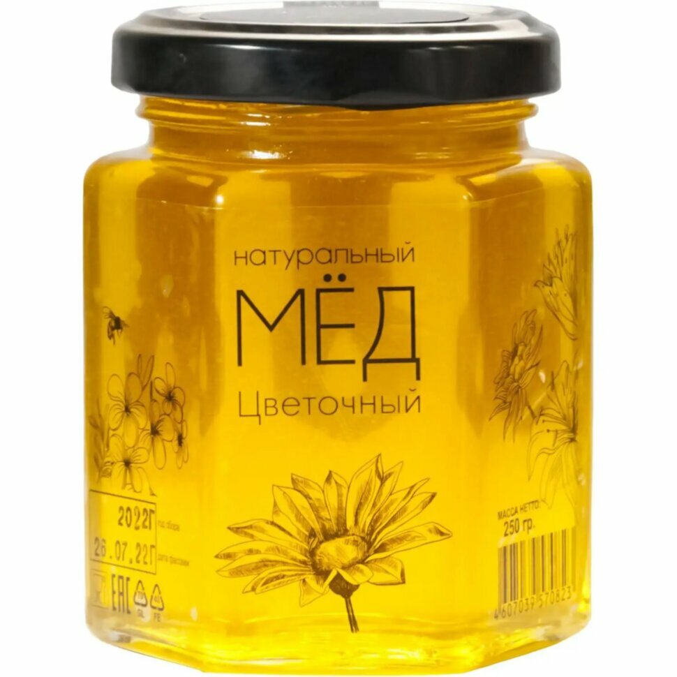 Мед Медовые Вечера Цветочный натуральный, стекло, 250г, 1619873
