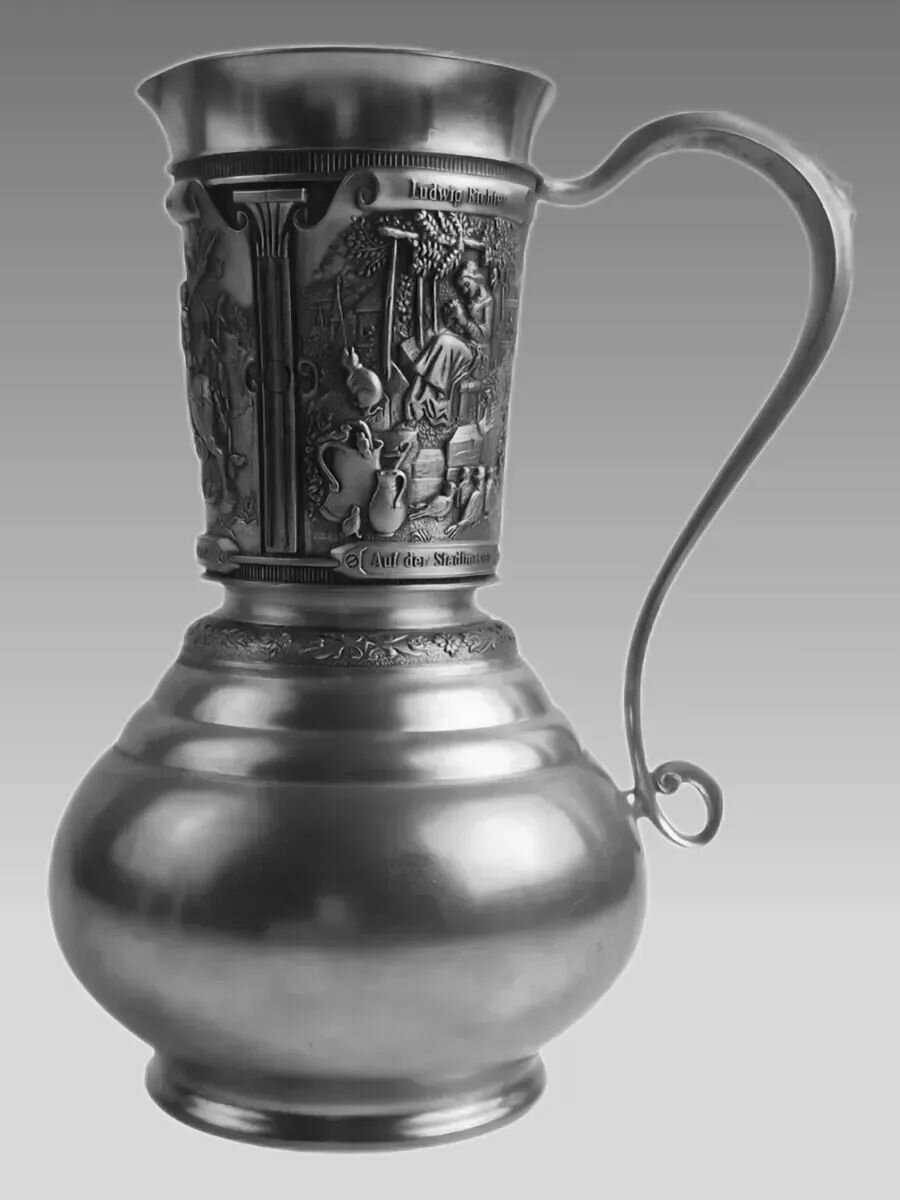 Винтажный оловянный кувшин "Шедевры мировой живописи Ludwig Richter" Германия