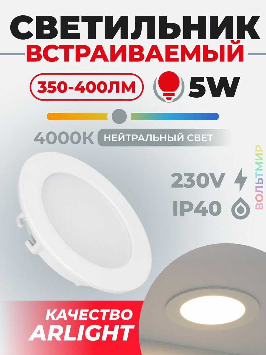 Светильник DL-BL90-5W Day White (Arlight, IP40 Металл, 3 года)