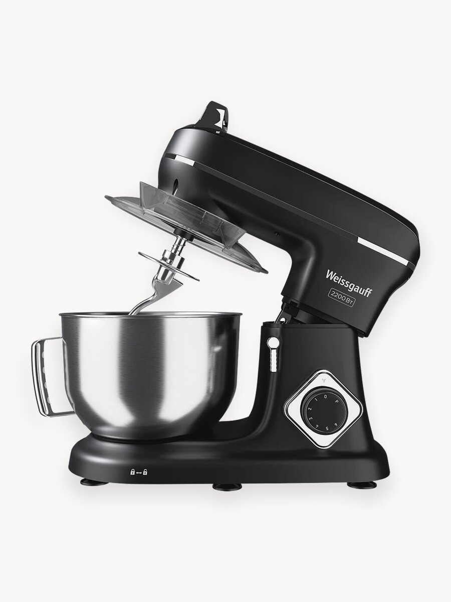 Миксер планетарный Weissgauff WSM 226 PDB Touch Screen Pro, кухонный, электрический, Мощность 2200 Вт, Объем чаши 6 л
