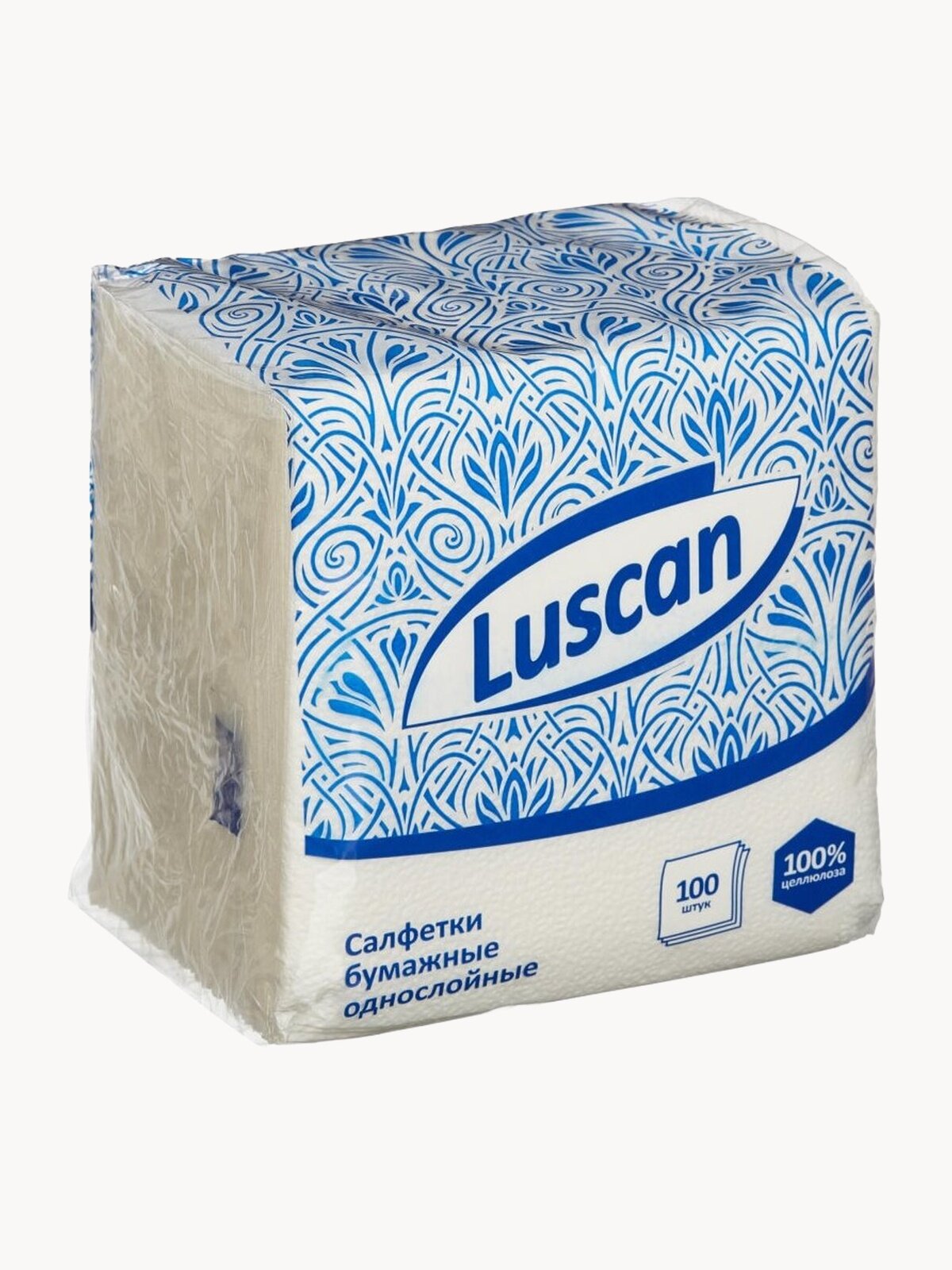 Салфетки бумажные Luscan 1сл24х24белые100шт/уп