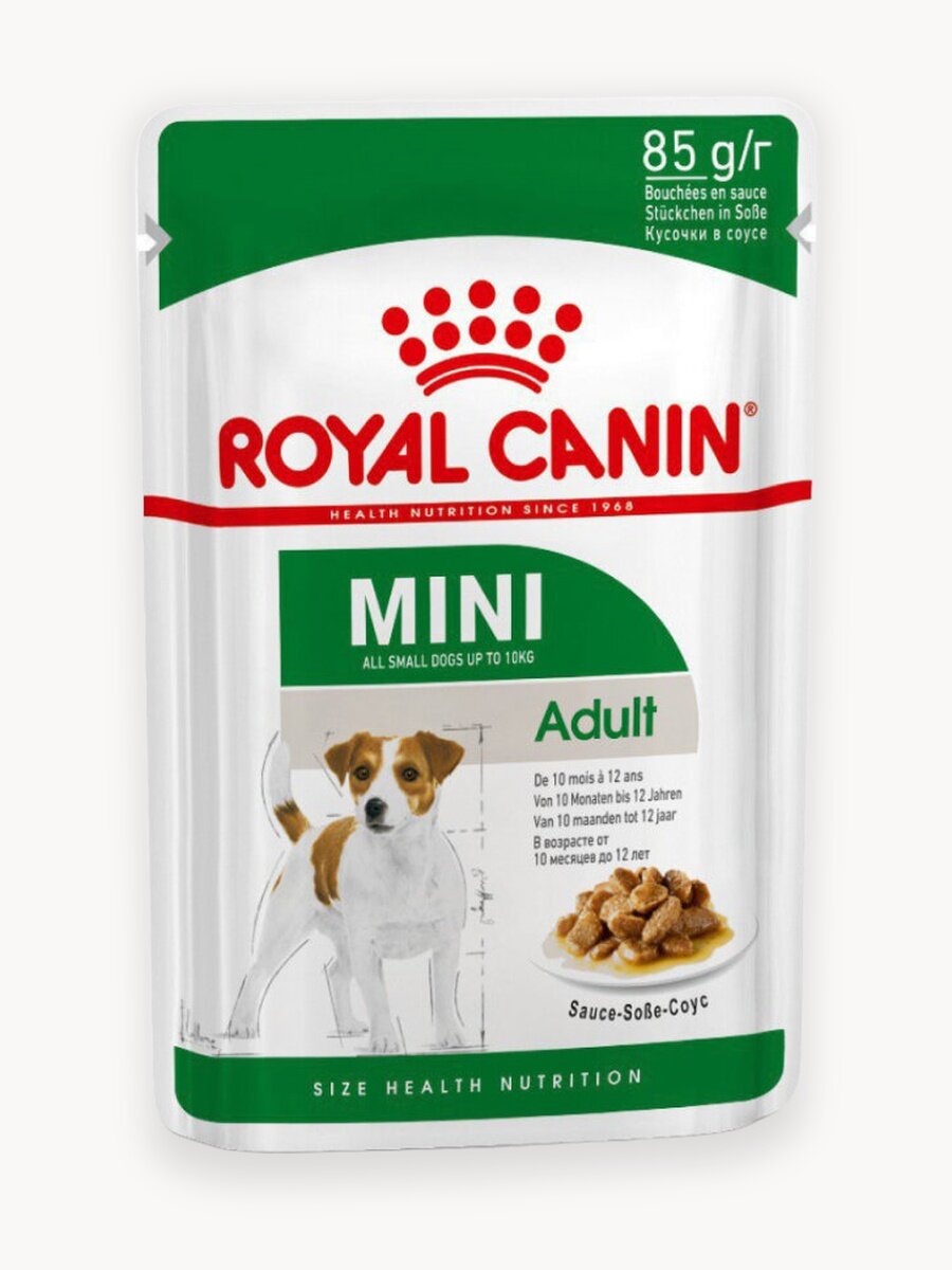 Влажный корм для собак Royal Canin Mini Adult для мелких пород, кусочки в соусе, 28 шт по 85 г