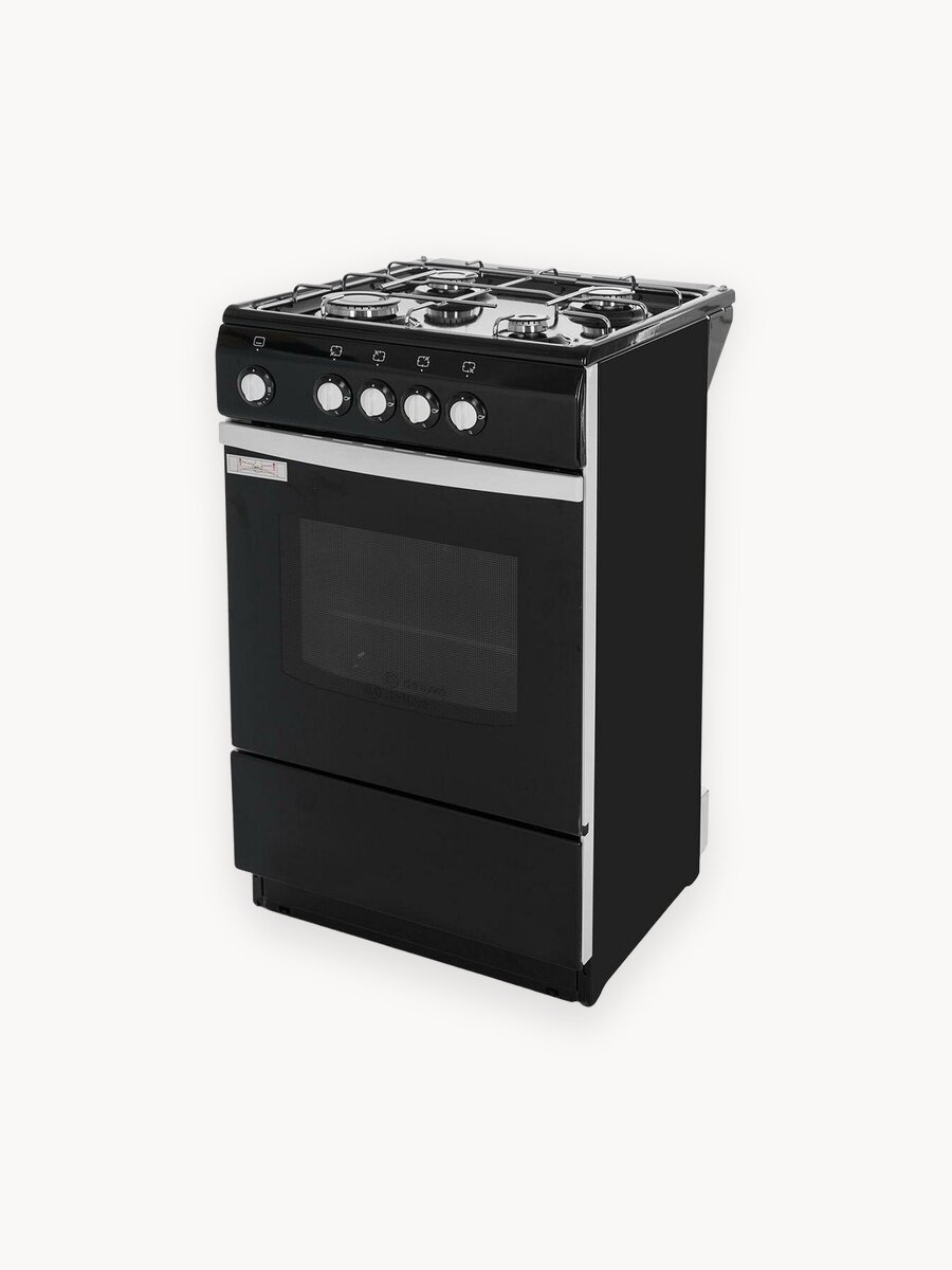 Газовая плита De luxe 5040.38 г 50 см, 43 л, 4 конфорки, черный