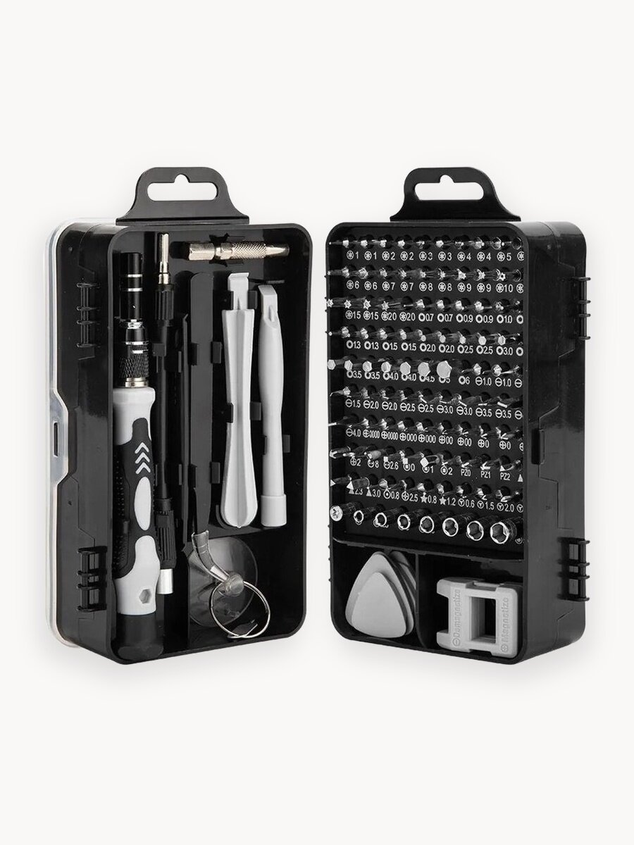 Набор инструментов OEM, для ремонта телефона и электроники, 115 шт, кейс, черный
