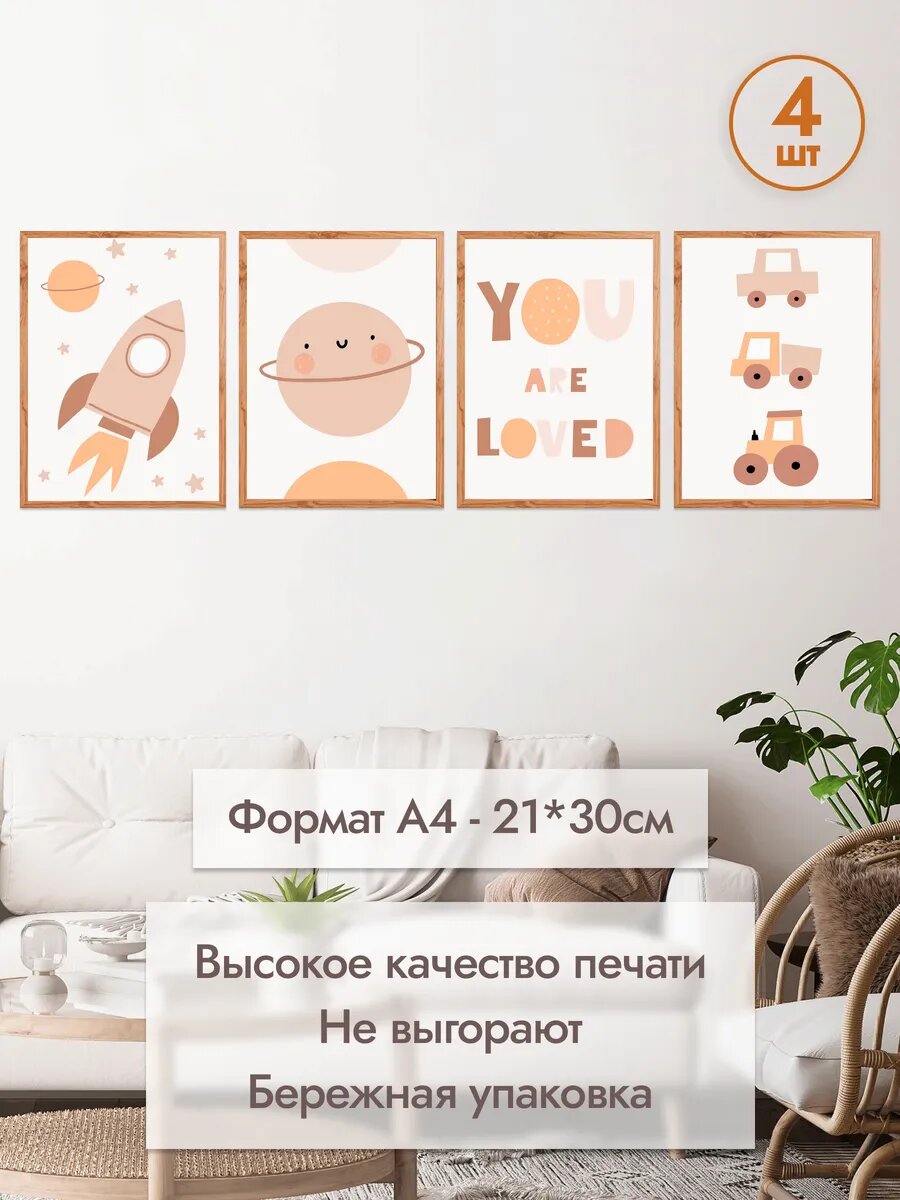 Детские постеры интерьерные А4 на стену