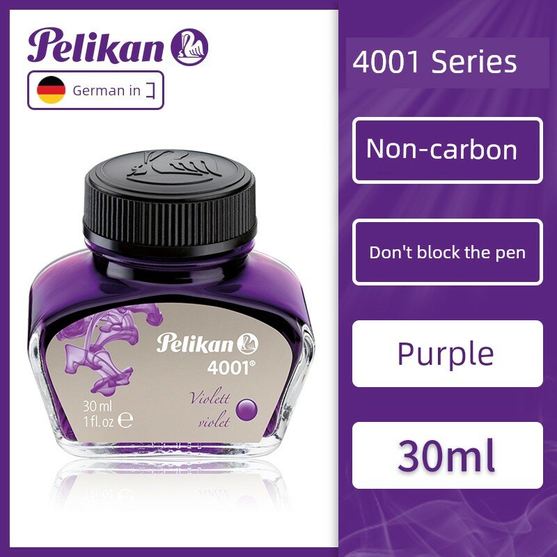 Перьевая чернила Pelikan 4001 Фиолетовые 30 мл Нецветные, без засоров, для шариковых ручек