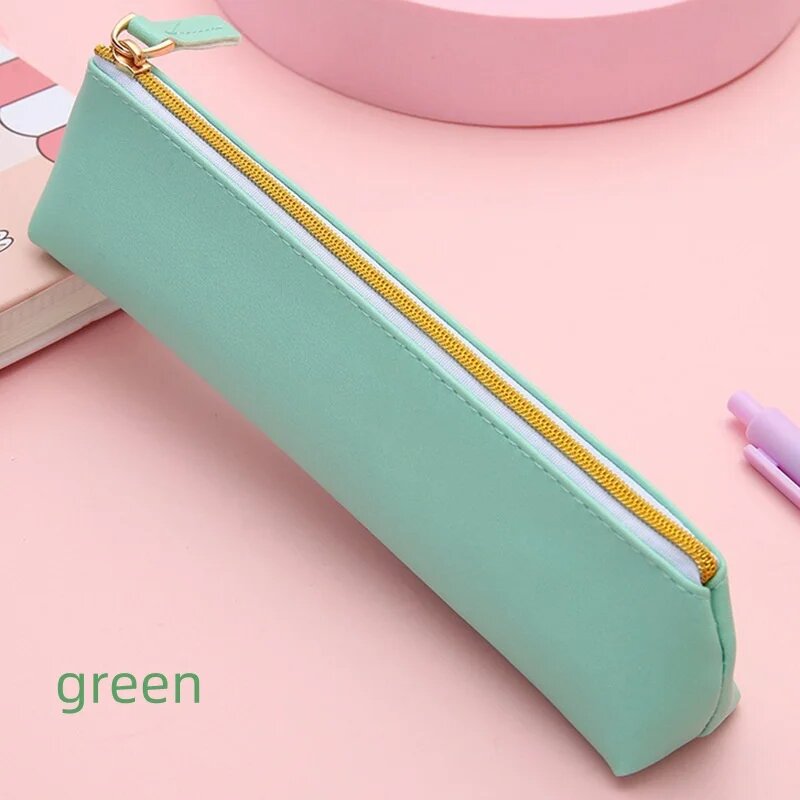 Пенал из искусственной кожи, 6 цветов Зеленый, green