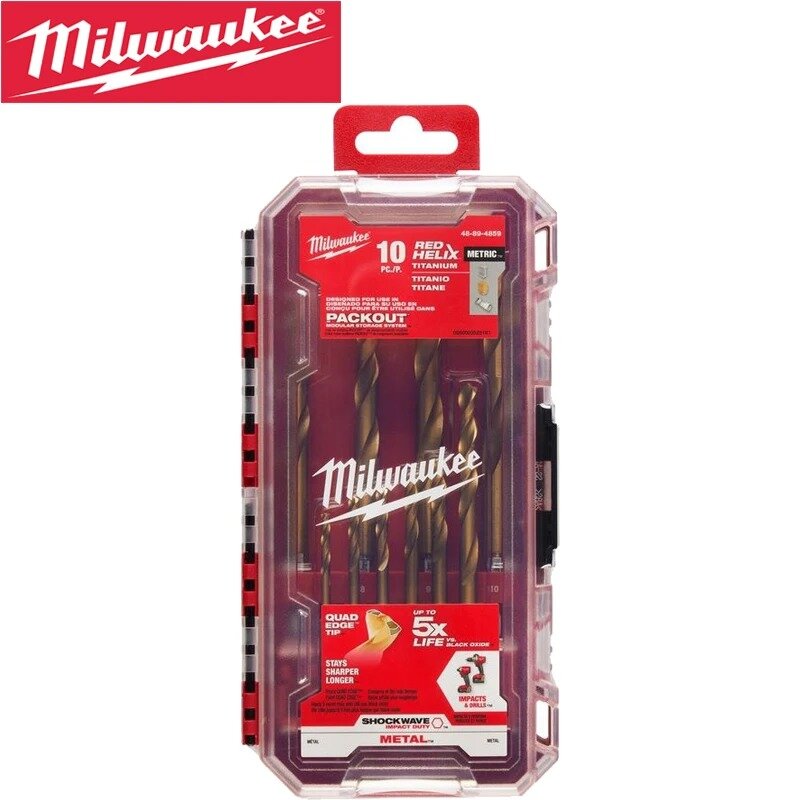 Набор титановых универсальных сверл Milwaukee 48-89-4859, в кейсе, 10шт.