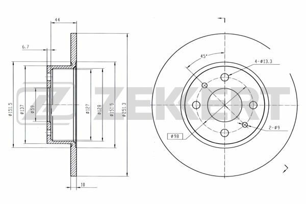 Диск торм. зад. Alfa Romeo 164 (164) 87-, Fiat Bravo (198) 06-, Croma (154) 85-