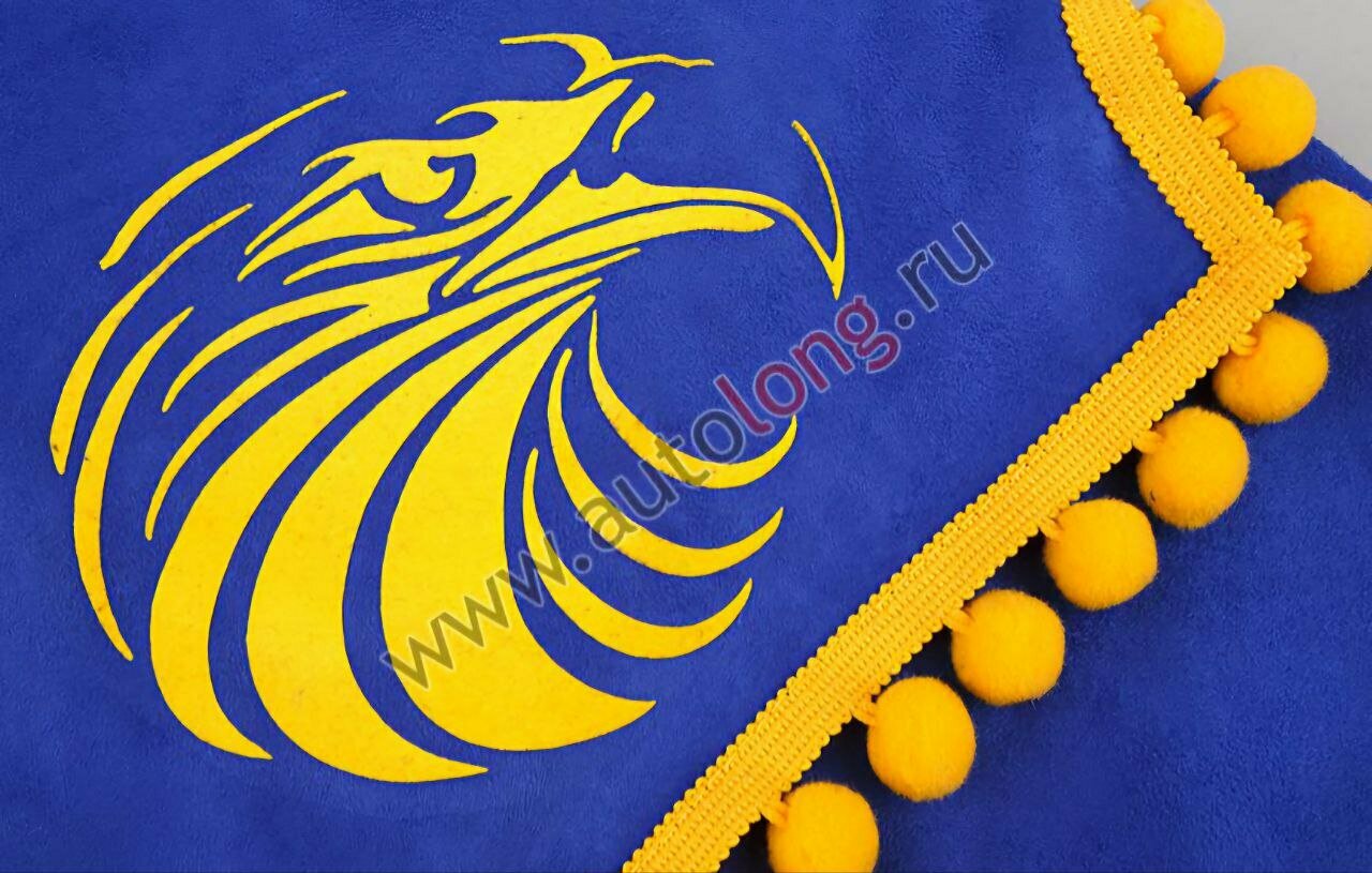 Ламбрекен лобового стекла и угол орел (польская ткань) Синий с желтым