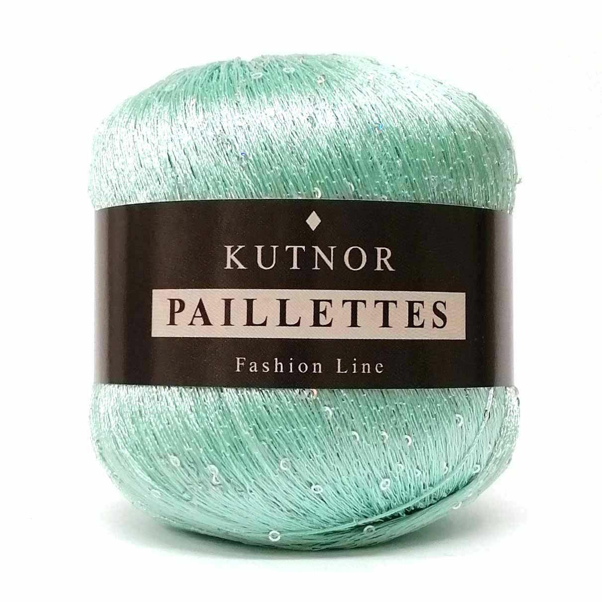 Пряжа с пайетками Kutnor Paillettes (104 Мята) 3 мотка по 50 г/360 м