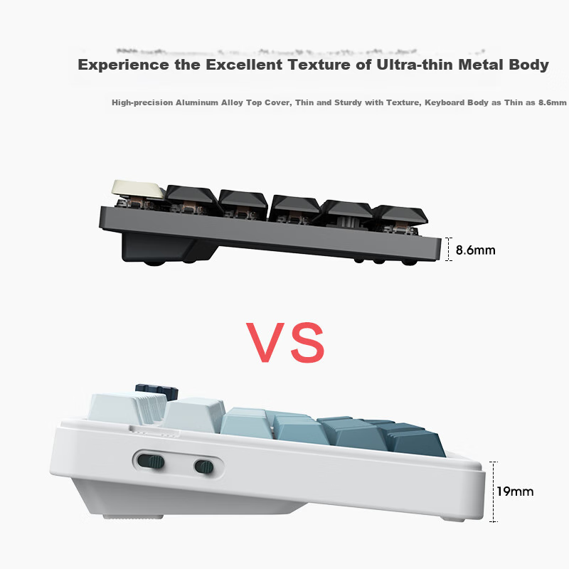 JD Jingzao N990Pro Three-Mode Low-Profile Mechanical Keyboard Wireless Bluetooth 101 Keys Kailh Low Tea Axis Aluminum Body Large U[0] Key Office Galaxy Grey