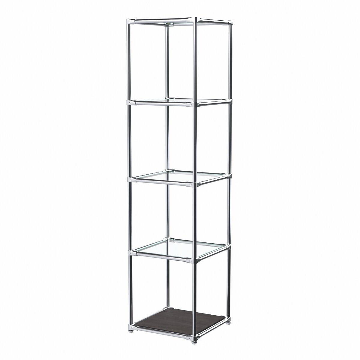 Торговый хромированный стеллаж с прозрачными полками №1, Грейвуд