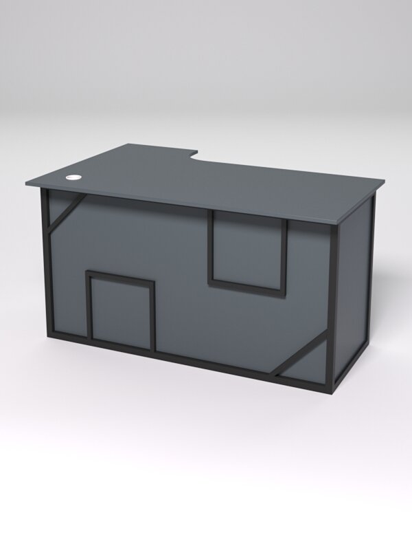 Стол эргономичный офисный СЭ-20А (правосторонний) "стронг" в стиле лофт декор №4, Темно-серый