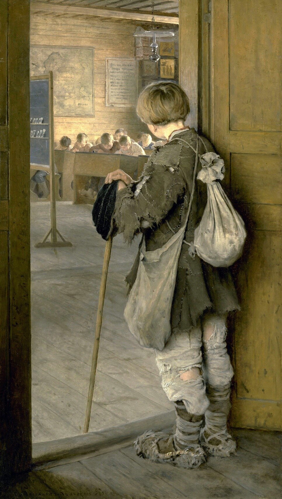 Картина Богданова-Бельского Николая У дверей школы 34х60 см