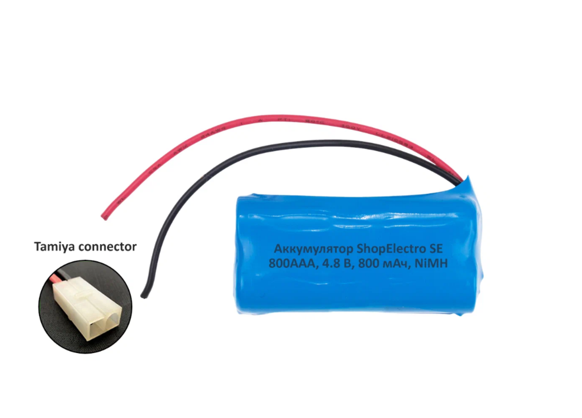 Аккумулятор ShopElectro SE 800ААА, 4.8 В, 800 мАч/ 4.8 V, 800 mAh, NiMH, с коннектором Tamiya (2)