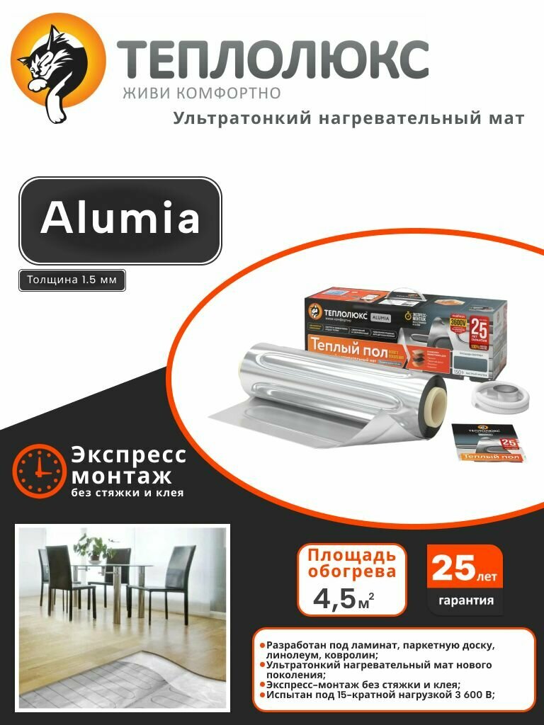 Теплый пол "Теплолюкс" Alumia 675 Вт/4,5 кв. м