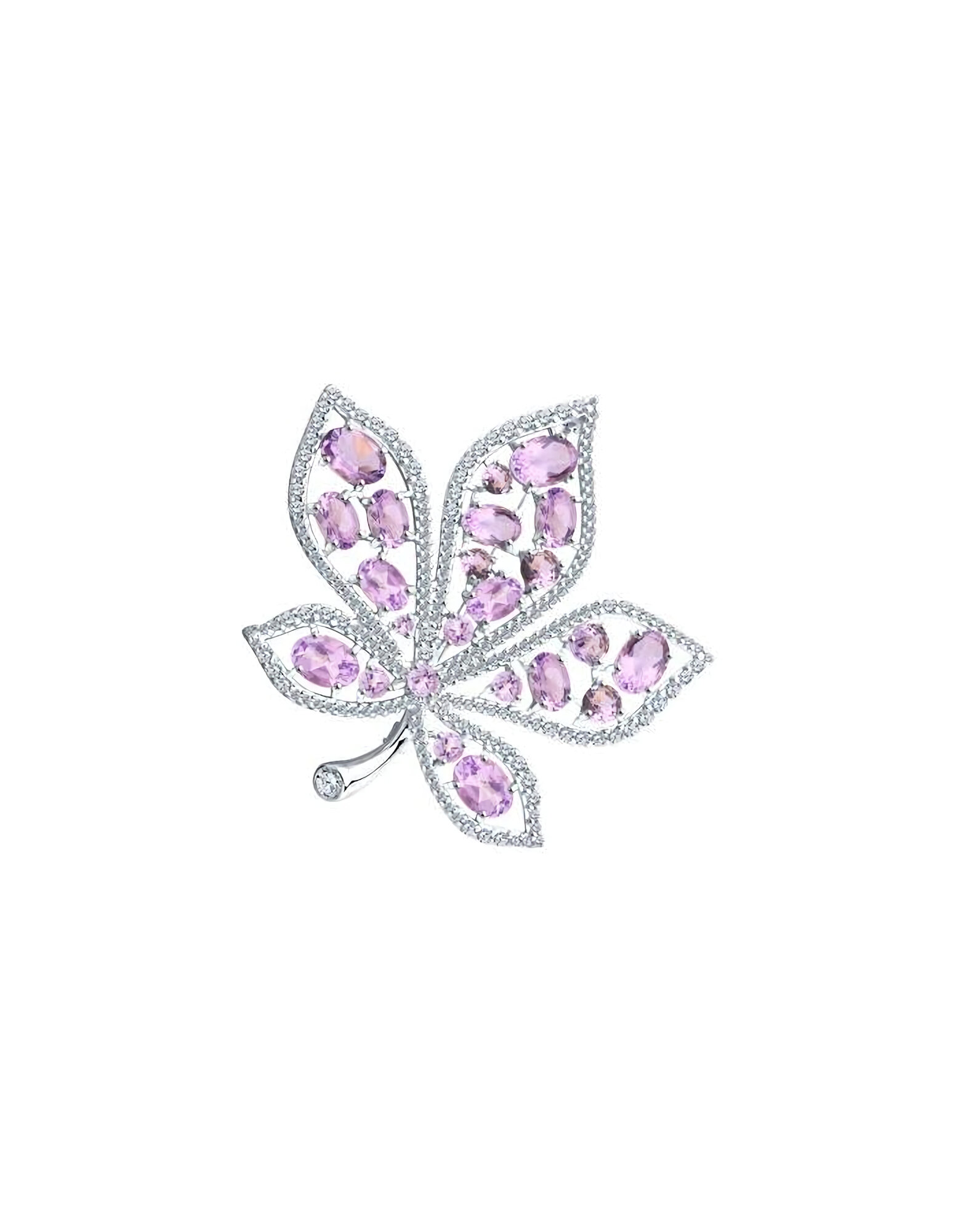 Брошь, серебро, 925 проба, родирование, аметист